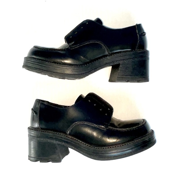 Zodiac | Shoes | Rare 7s80s Zodiac Chunky Black Oxford Shoes 2heel 34 ...